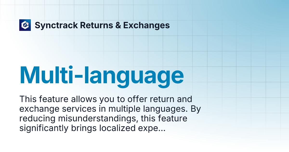 Multi-language | Synctrack Returns & Exchanges